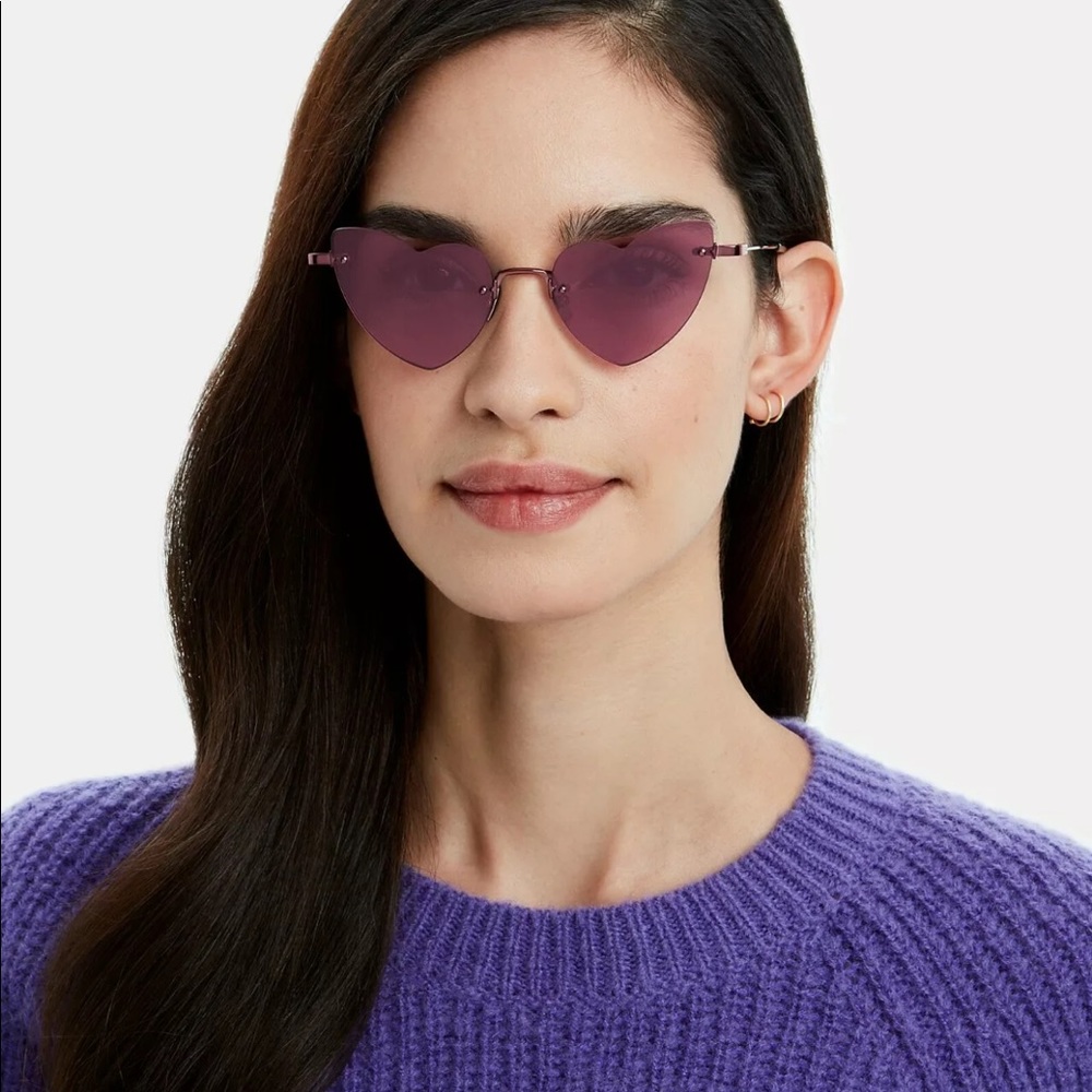 Ysl Lou Lou Pink Heart Shaped Sunglasses - Gem